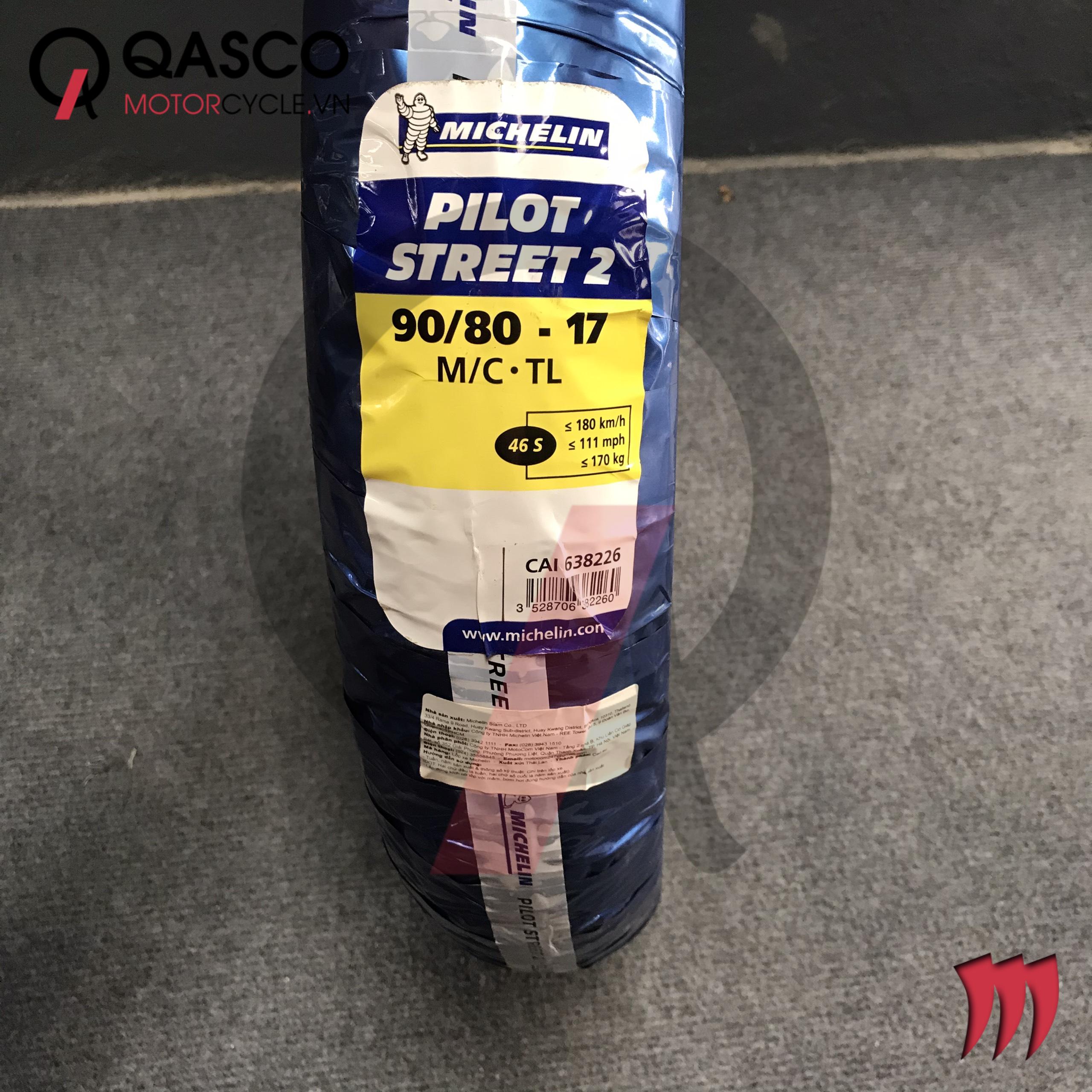 LỐP MICHELIN PILOT STREET 2 90/80-17 (46S TRP PPD TL) (Thailland) - VNRIDE