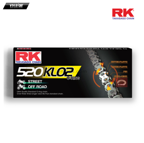 Xích ( sên ) RK O- ring 520- KLO2 ( các màu ) - 120L - VNRIDE